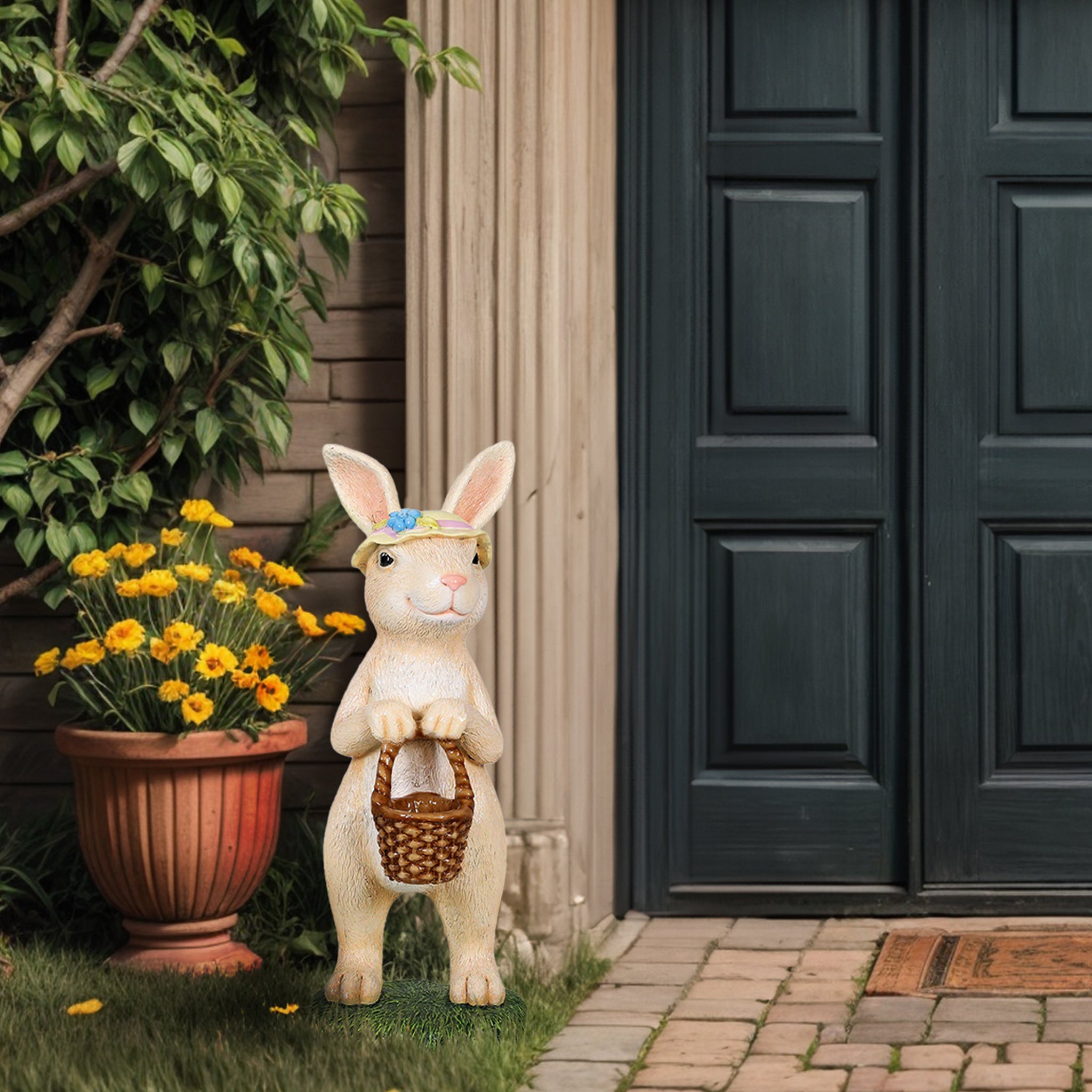 Standing Easter Bunny Holding Basket - Functional Easter Decorations ...