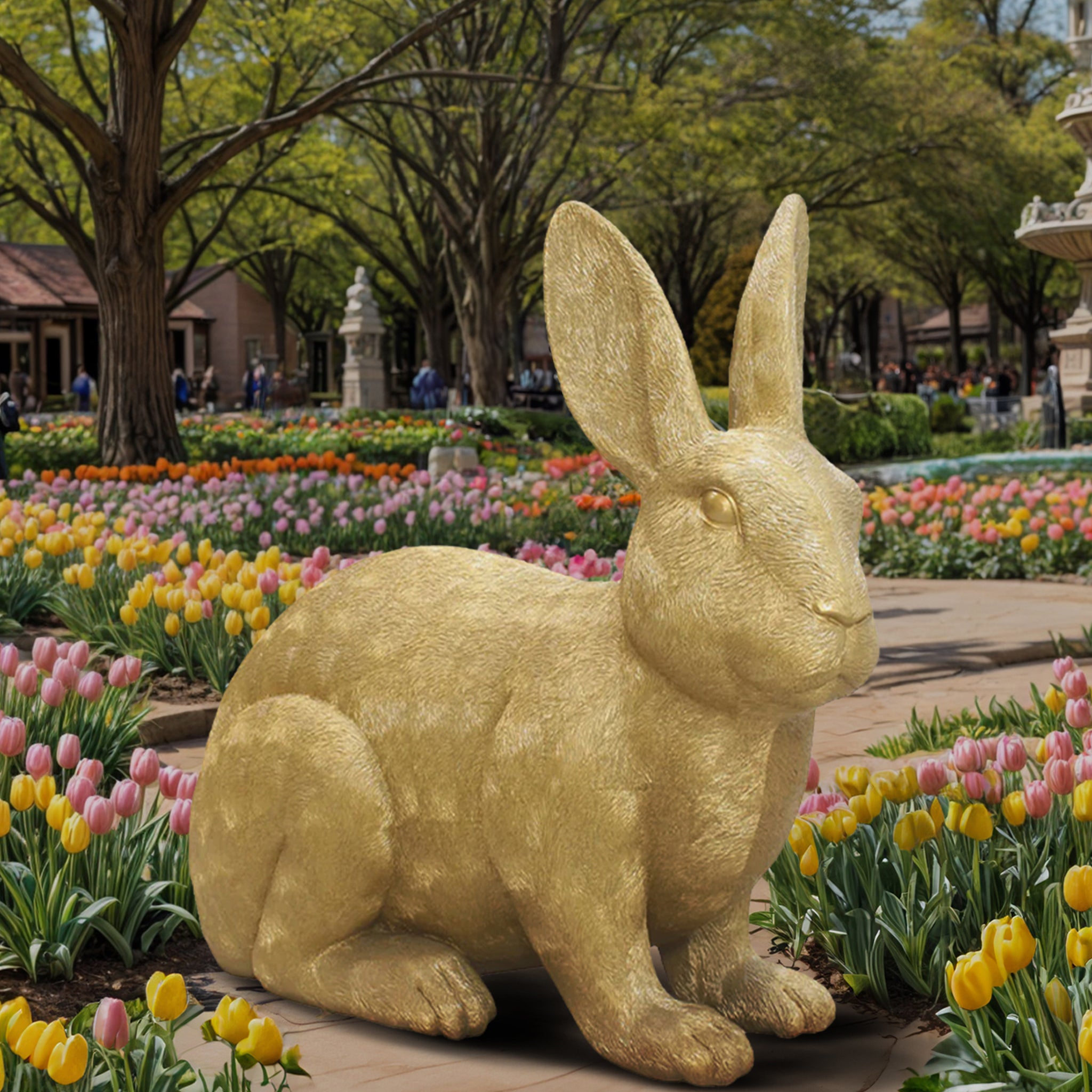 Golden Rabbit 2 Meters - Easter Statues Collection – Universal Statues LLC