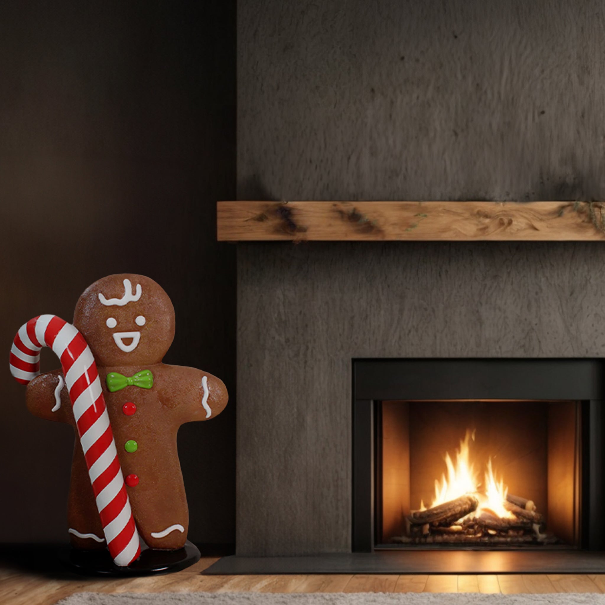 Gingerbread Holding Candy Cane Display | Universal Statues LLC