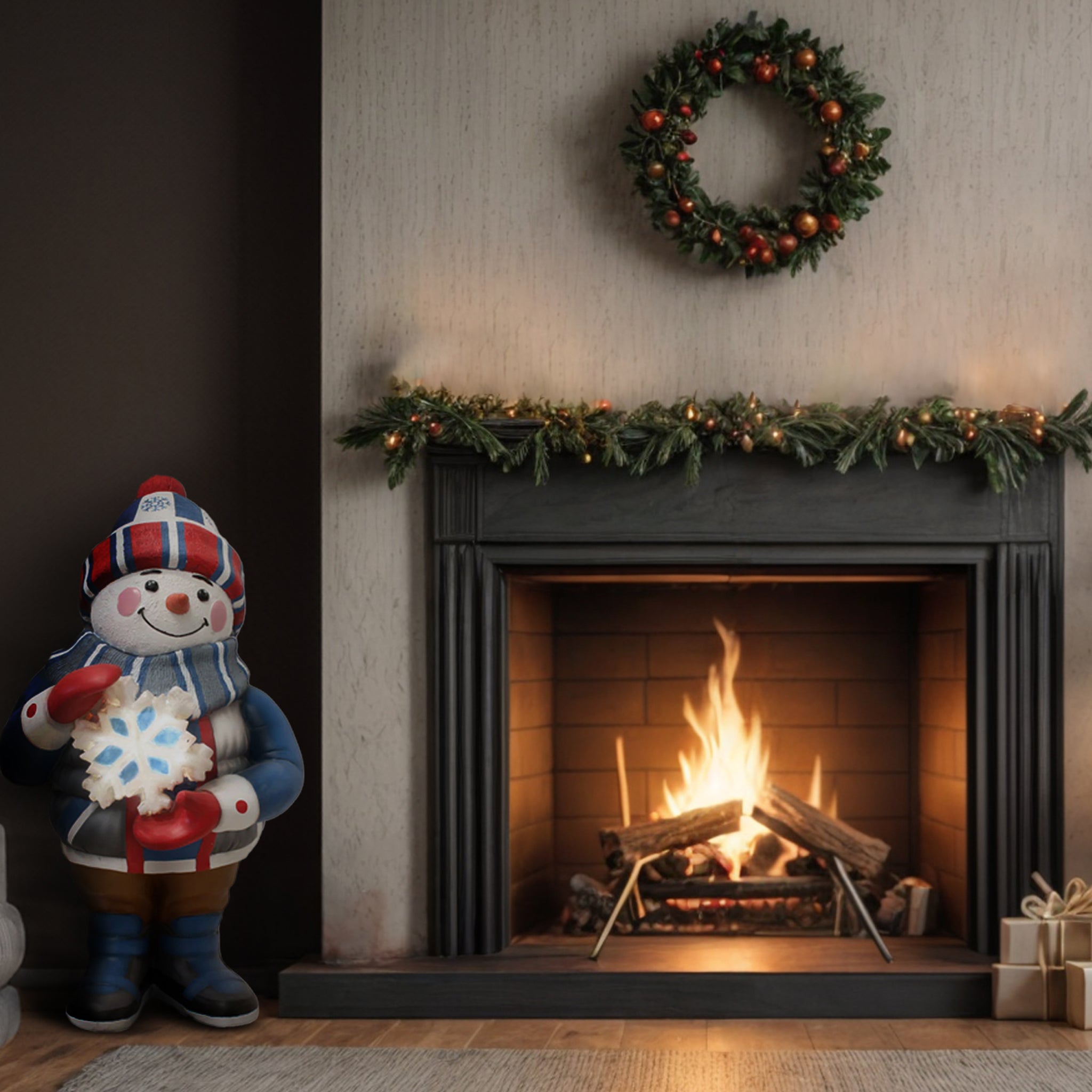 Snowman with Snowflakes with Lights Christmas Decoration | Universal ...