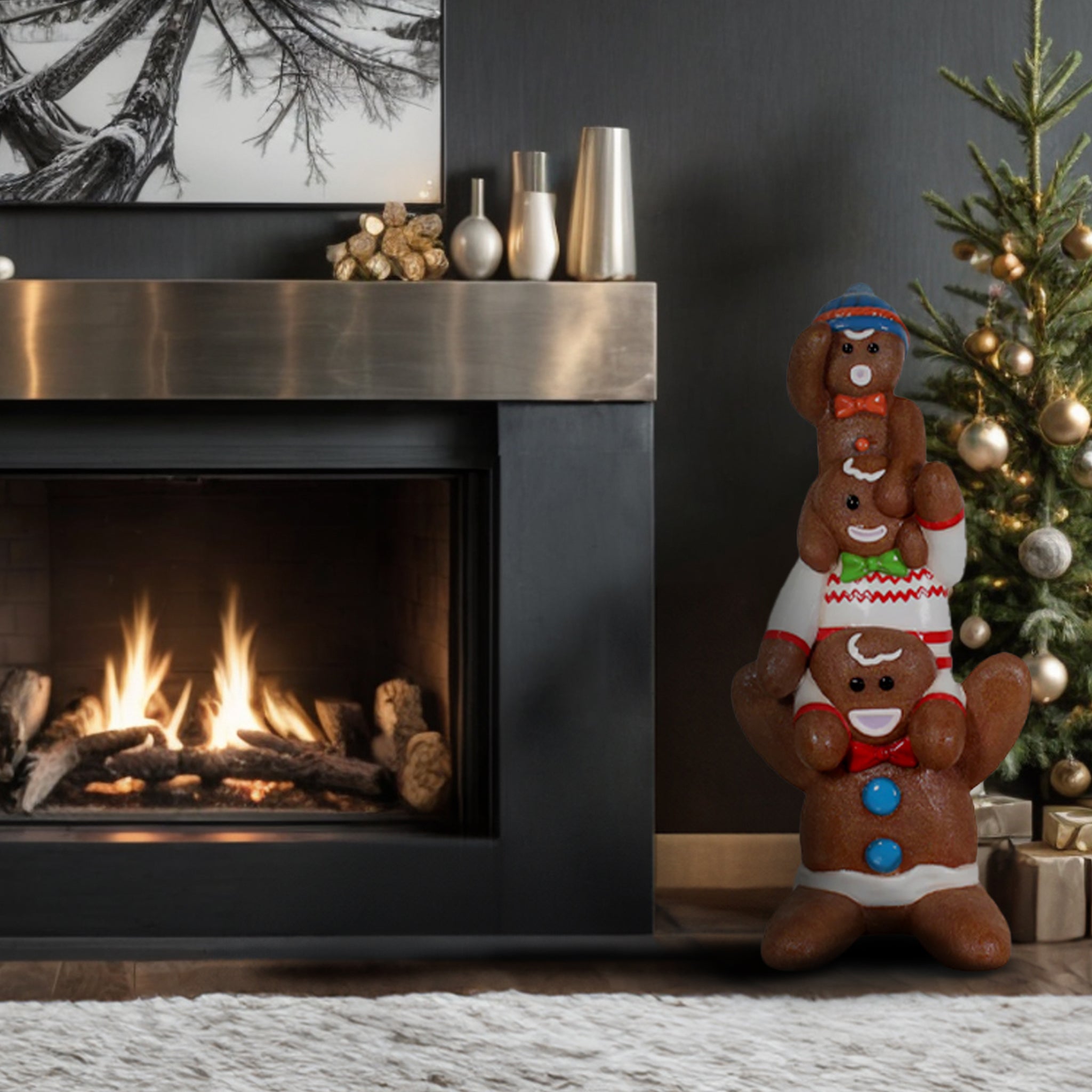 Stacked Gingerbread Family Christmas Ornaments | Universal Statues LLC