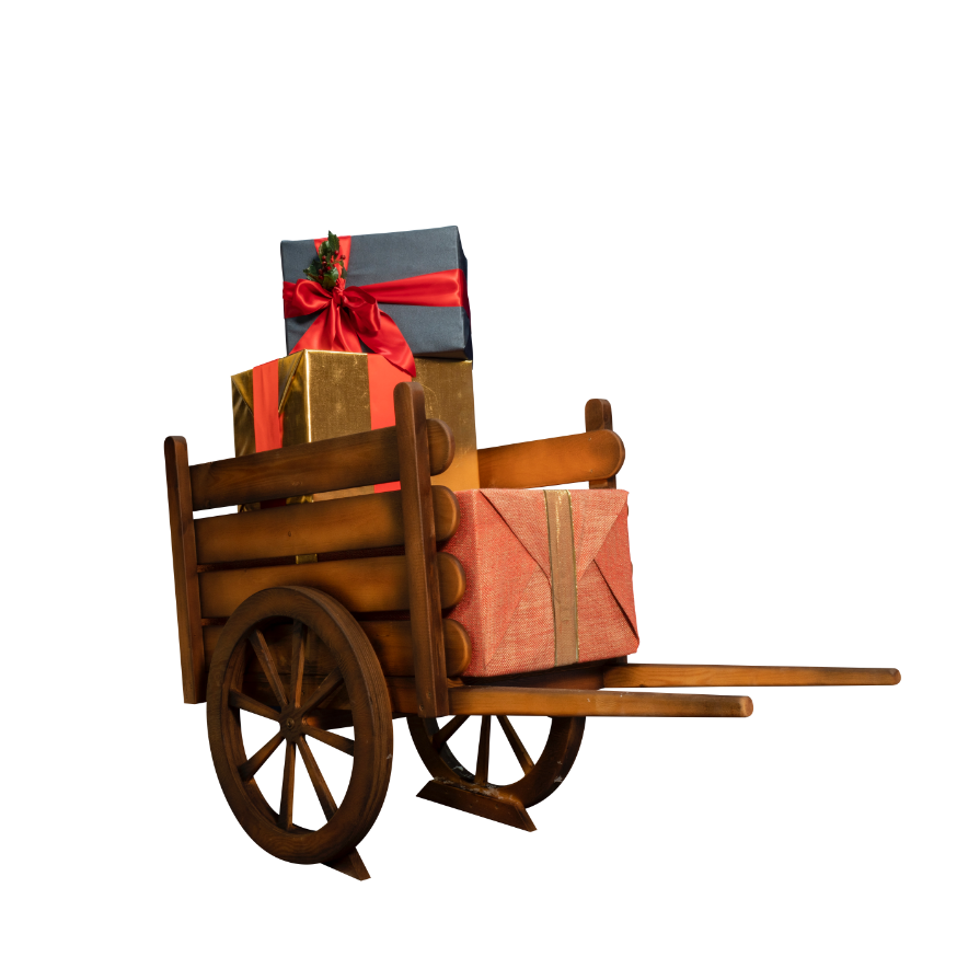 Wooden Cart with gifts - Christmas Props – Universal Statues LLC