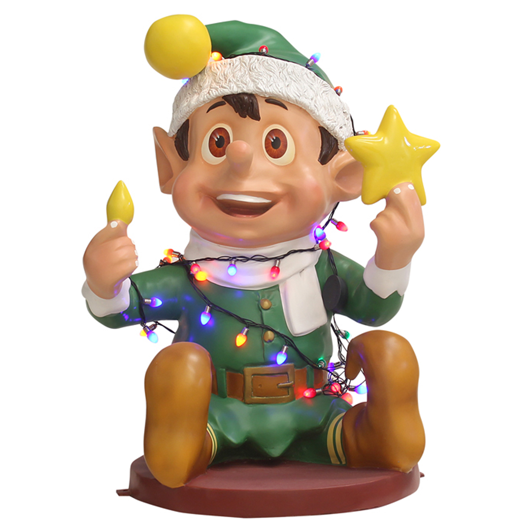 Playing Santa Elf with Lights | Christmas Statues – Universal Statues LLC